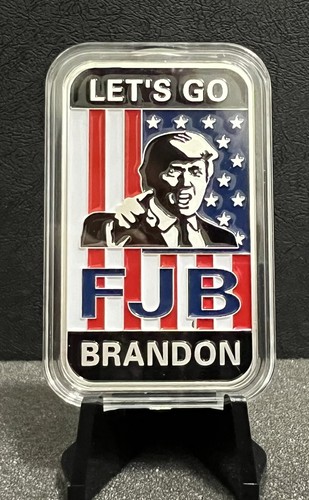 2024-Trump-FJB Let’s Go Brandon Hand Enameled 1 Oz Silver Flag Art Bar ...
