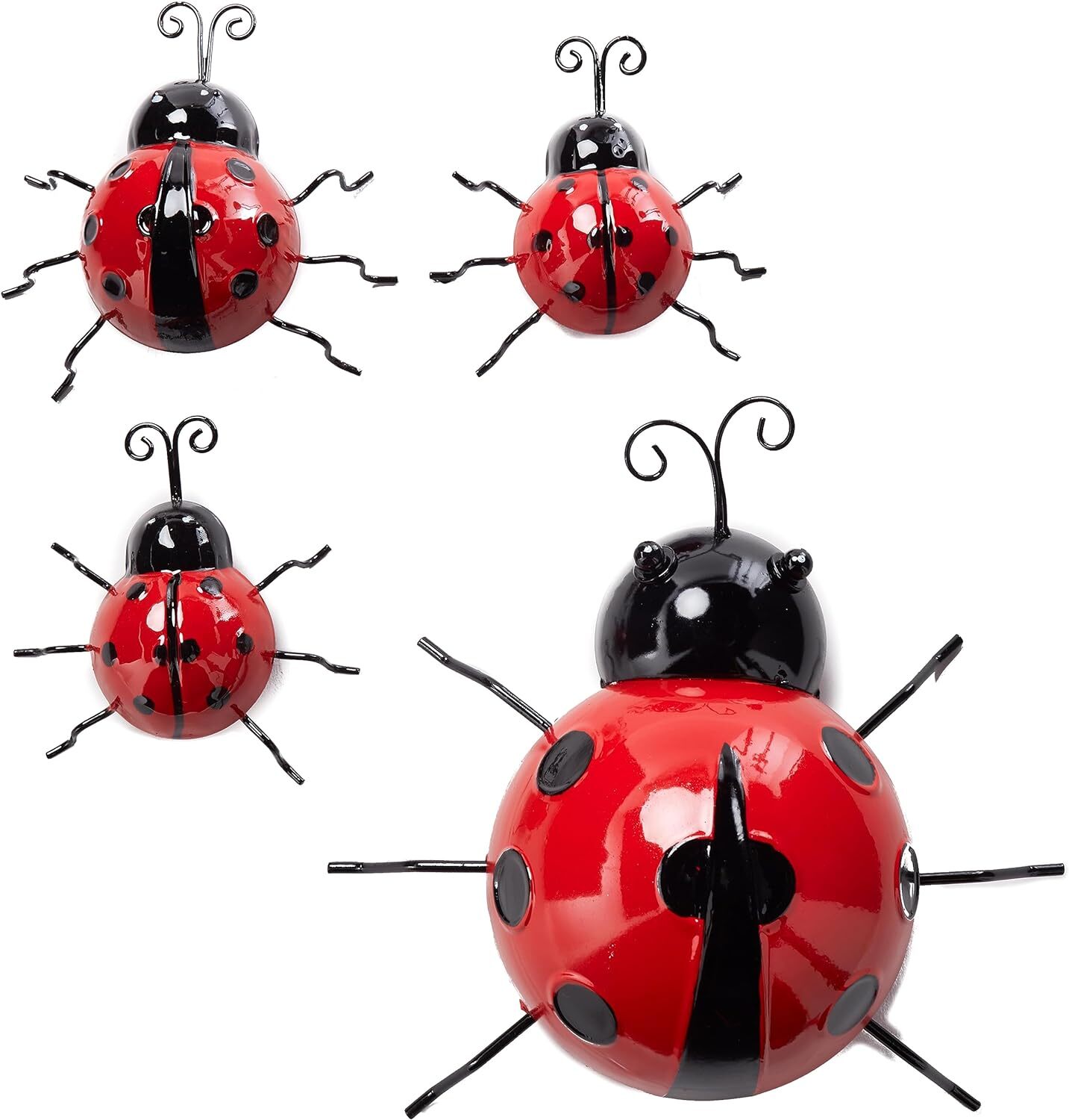Set of 4 Metal Bugs Bumble Bees Ladybugs Wall Ground Fence Garden ...