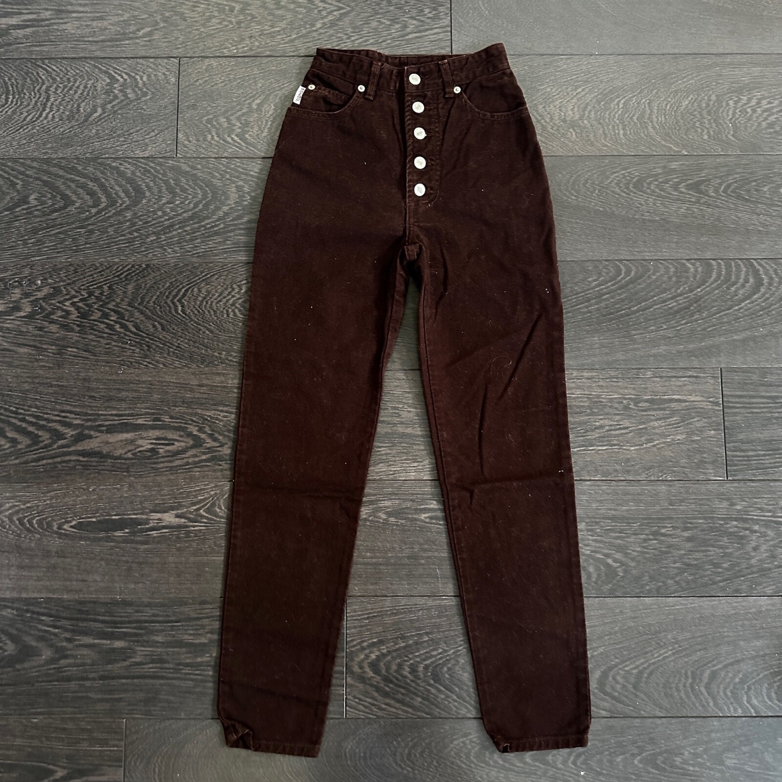 Vintage Bongo Button Front High Rise Tapered Brown Denim Jeans USA ...