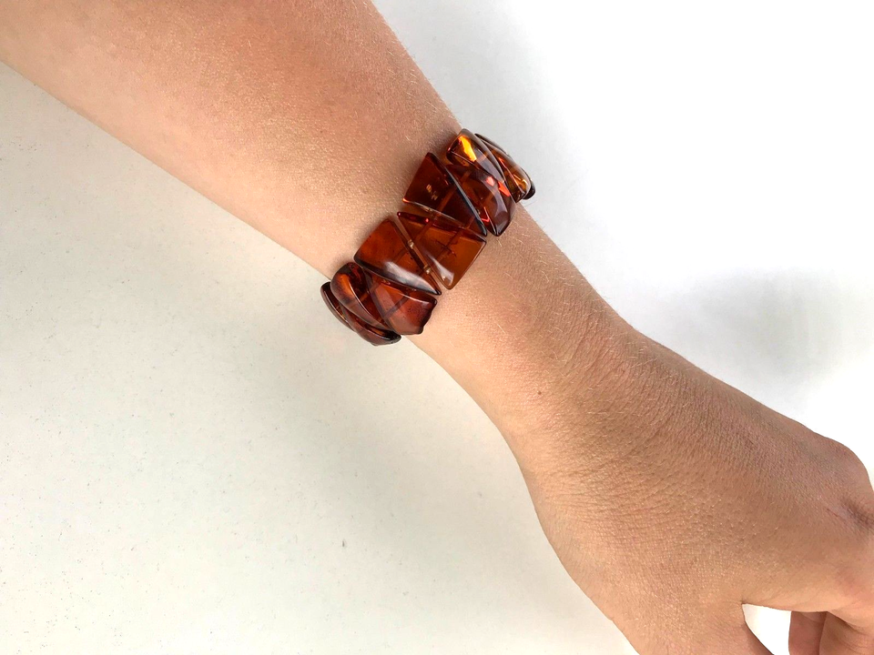 Amber Bracelet Gift Cognac Natural Baltic Amber Triangle Beads Unique ...