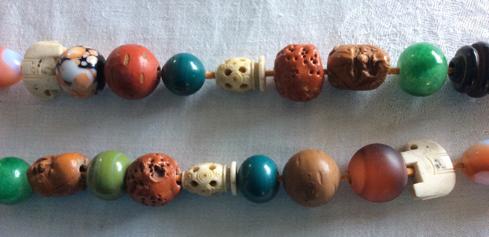 Meiji 95 Japanese Ojime Beads Carved Porcelain Laquer Amber Double Mask ...