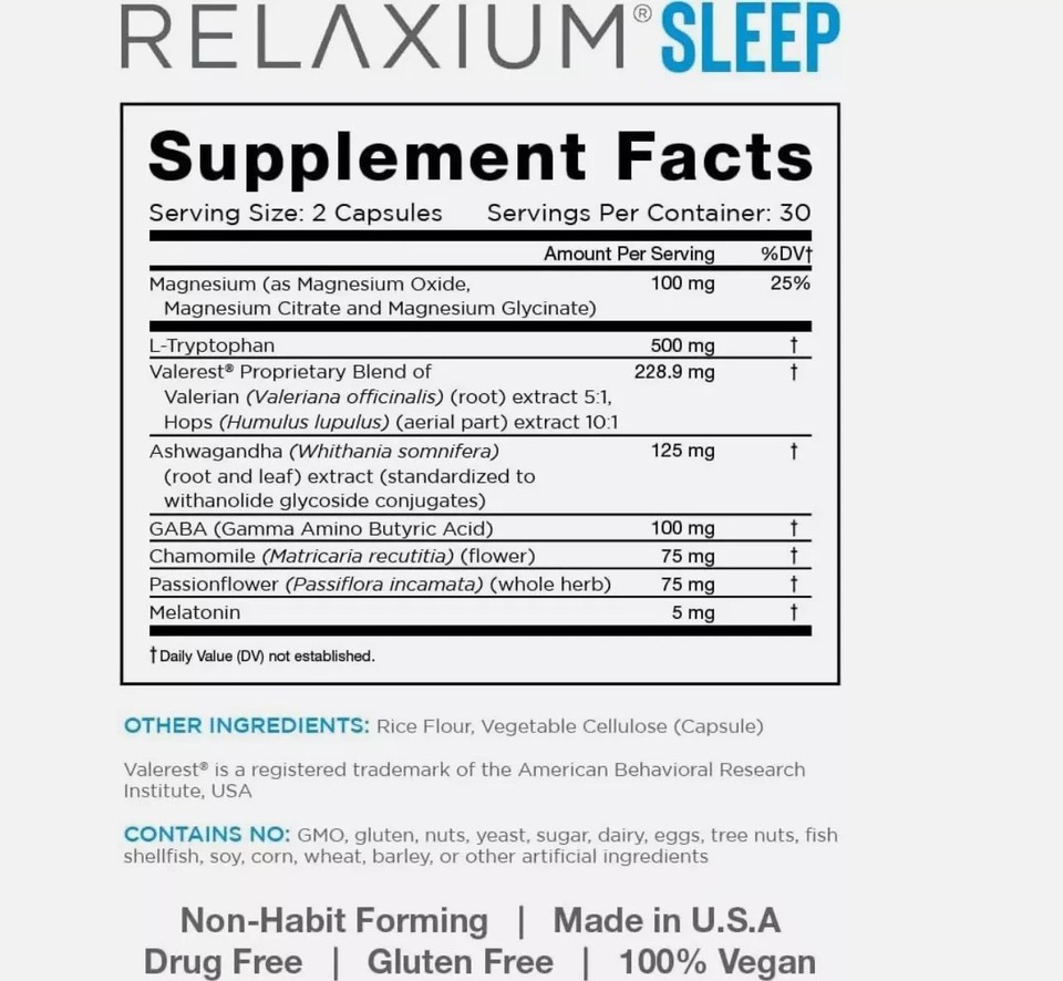 Relaxium Sleep 60 Caps 2 Pack (2 Months Supply) Get the Best Sleep MADE ...