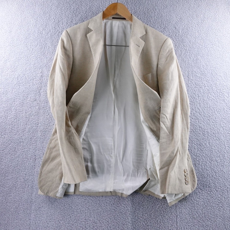 J Hilburn Mens 100% Linen Blazer Jacket Beige 39R Designed by RR ...