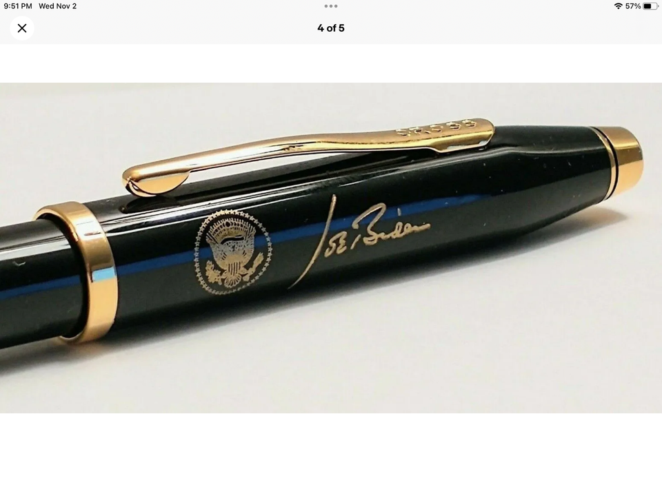 CROSS CENTURY II ROLLERBALL PRESIDENTIAL J BIDEN SIGNING PEN COLLECTORS ...