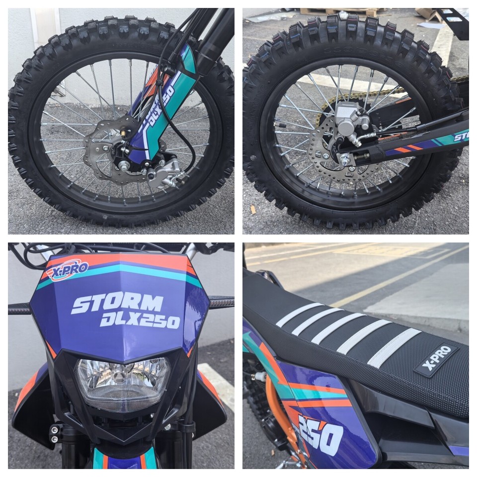 X-PRO Storm DLX 250 Dirt Bike with All LED Lights, 5-Speed Manual ...