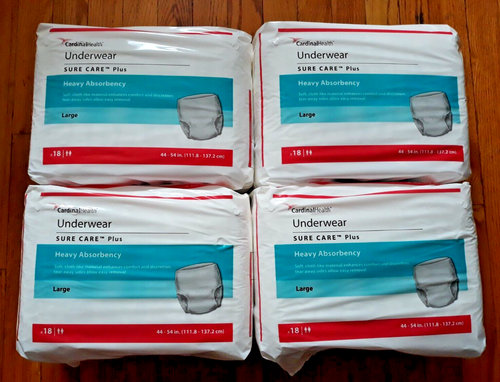 Cardinal Health Sure Care Plus Underwear Heavy Absorbency 4x18 Large 72 ...