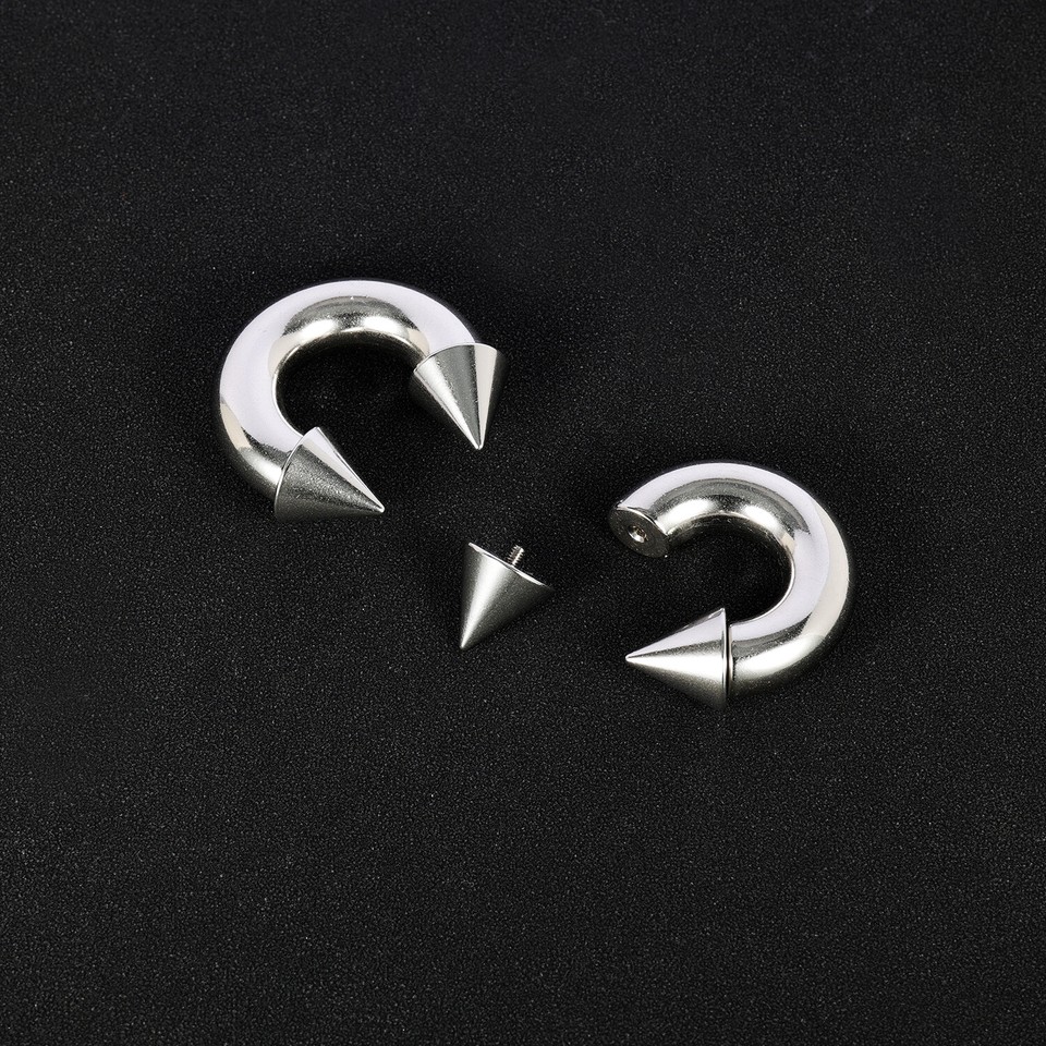 1 Pc Large Gauge Stainless Steel Nose Ring Punk Ear Gauge Spike Septum ...