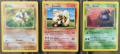 Pokemon G1 Mankey 55/64 & Arcanine 23/102 & Gloom 37/64 Card Set | eBay