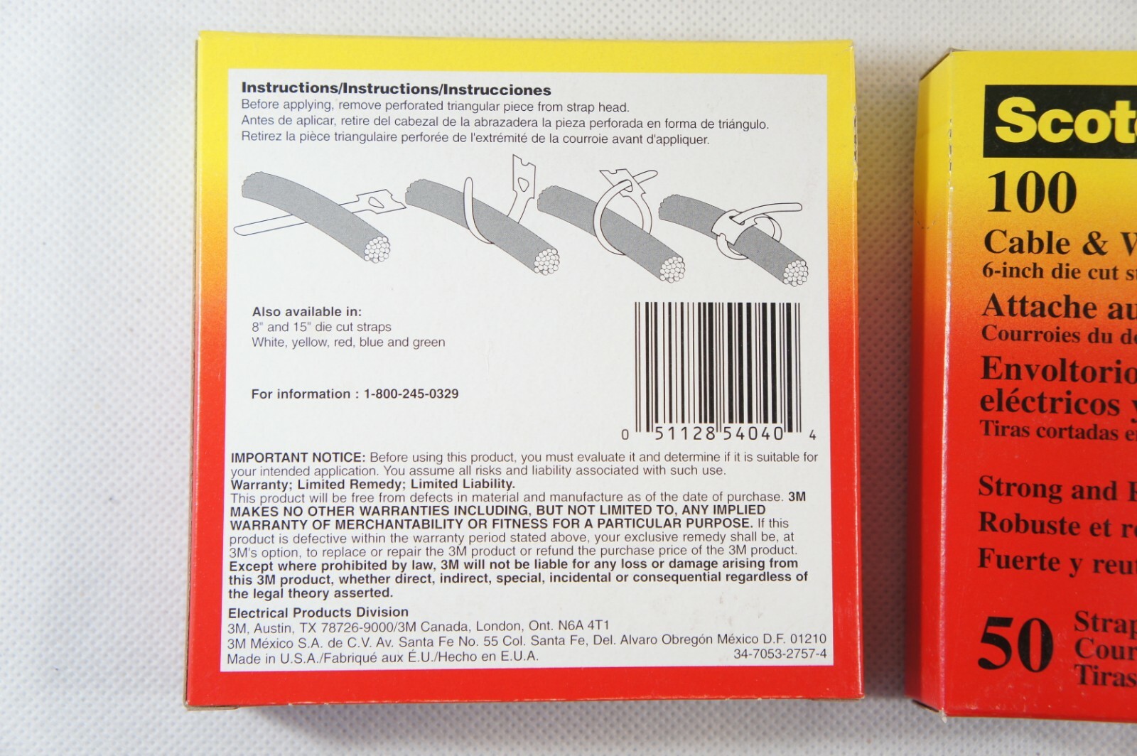 2 Pack 3M Scotch 100 Cable & Wire Tie Wrap 50 Straps (6 inch), 2-3 Day ...