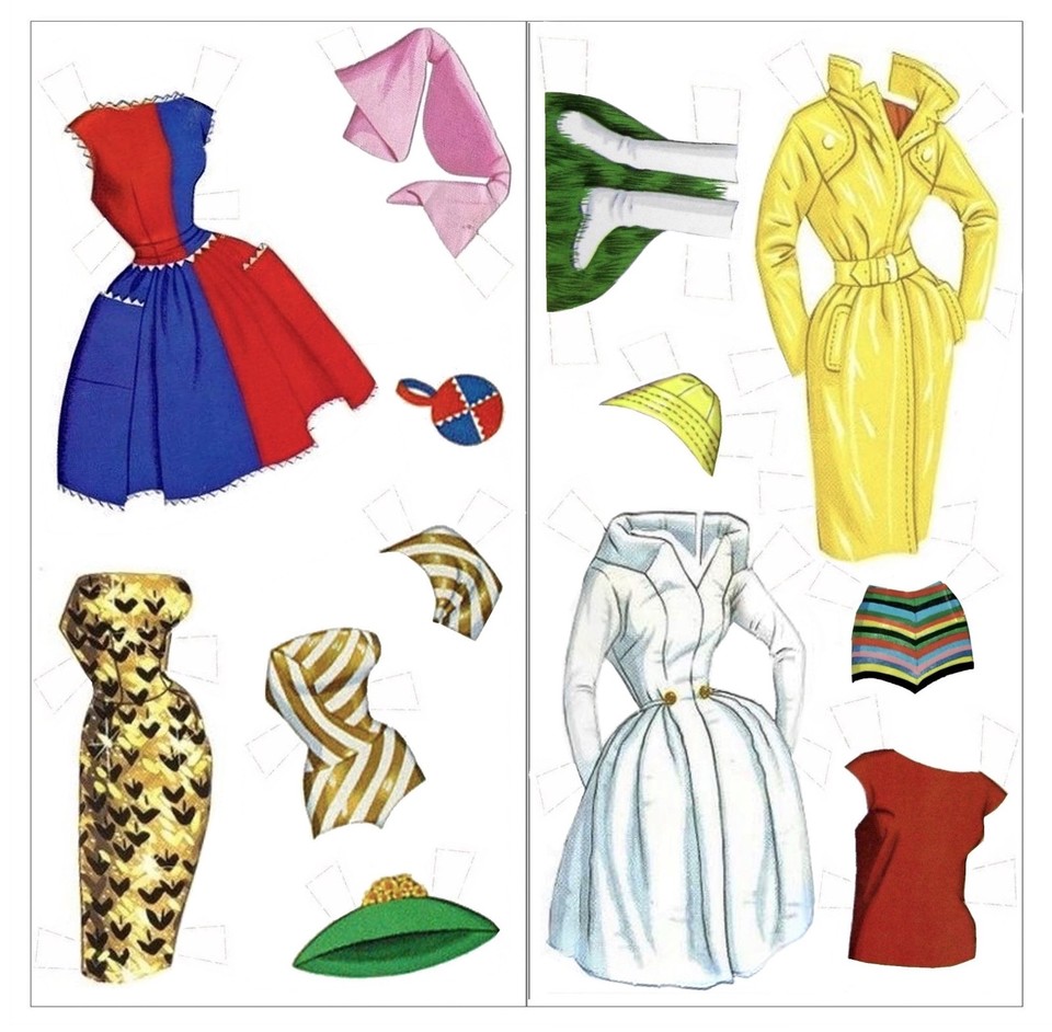 VINTGE 1964 BARBIE 61 COSTUMES PAPER DOLL RARE UNCT LASER REPRODUCTION ...