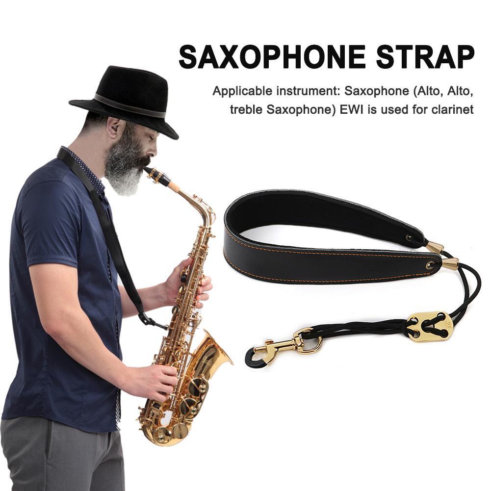 Adjustable Saxophone Neck Strap with Hook Soft Leather Padded Sax Strap ...