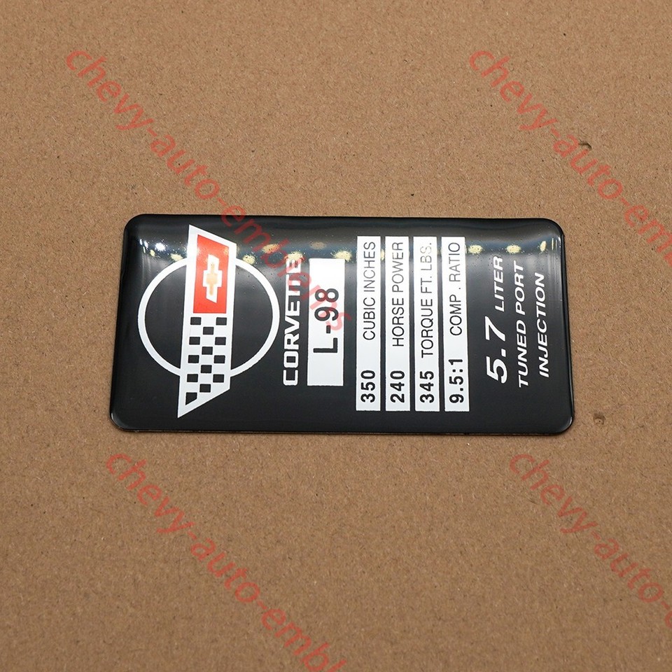 1Pc 84-96 C4 L98 Engine ID Spec Data Plate Console Ashtray Emblems ...
