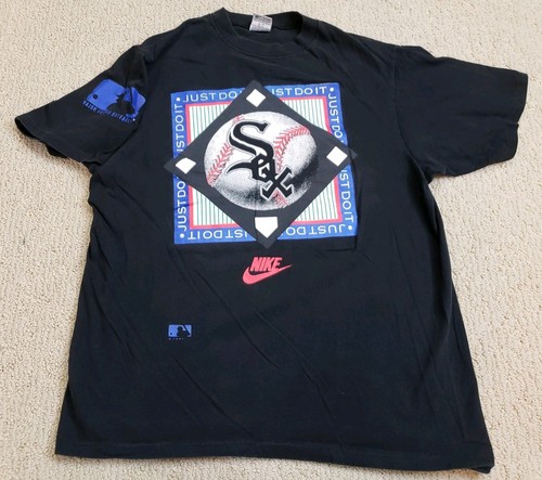 Vtg 90's 1991 Nike MLB White Sox Just Do It Baseball Black T-Shirt ...