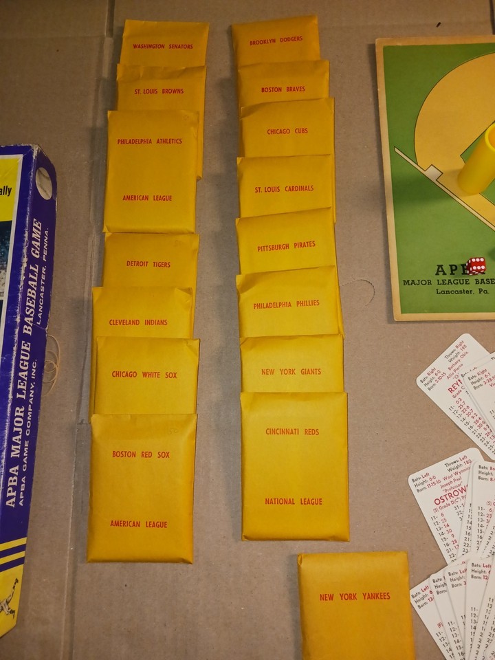 Rare 1950 APBA MLB Baseball Game. Original Cards. 16 Teams, 25 Cards Per Team. | eBay