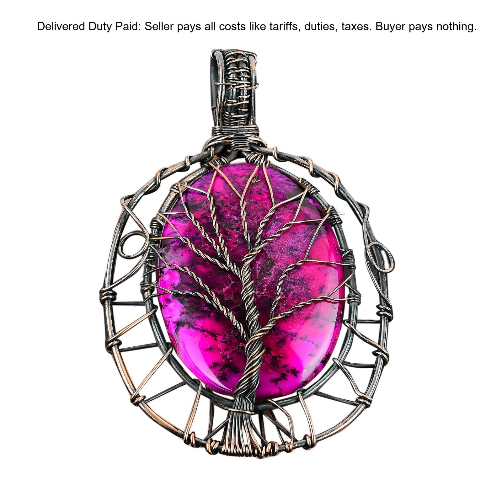 Valentines Deal Pink Dendrite Opal Gemstone Copper Boho Tree Of Life ...