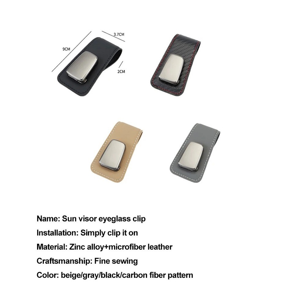Solid Color Sun Visor PU Card Case Fashion Eyeglasses Clip Car | eBay ...