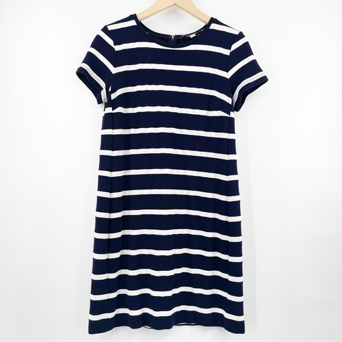 LOFT ANN TAYLOR Stripe Dress Navy White Nautical Business Casual Office ...