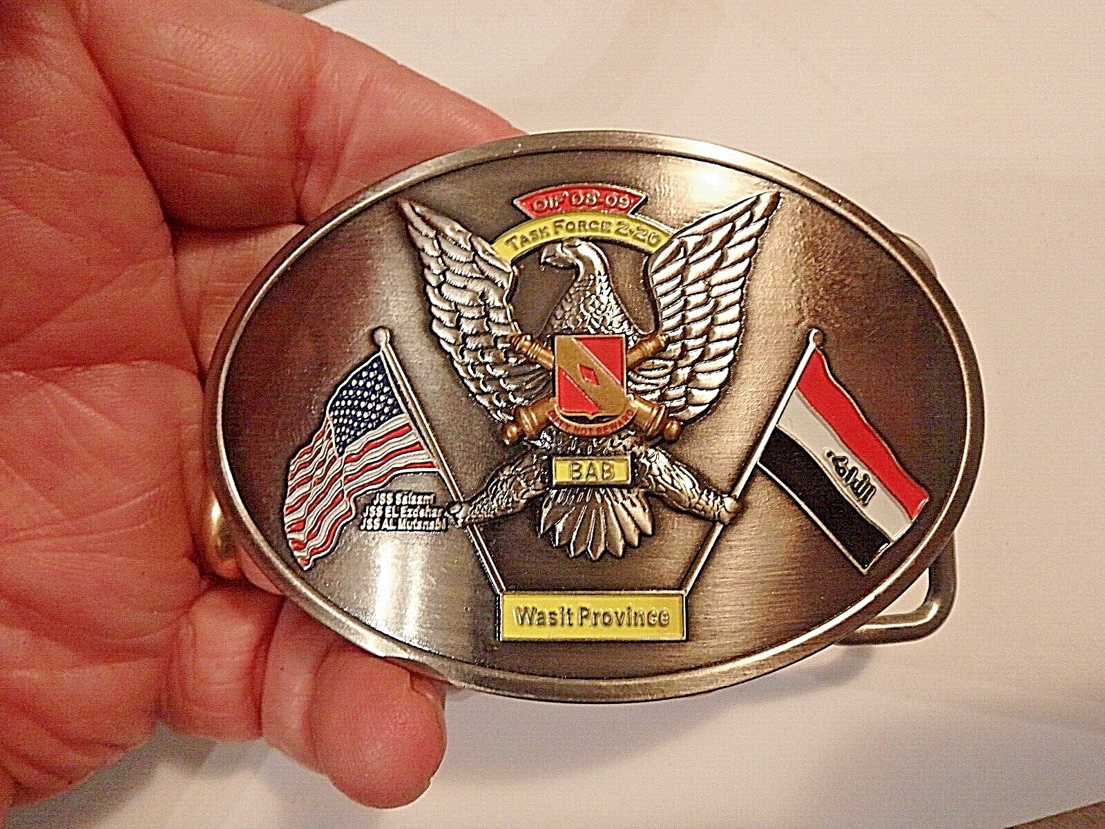 7C- brass & enamel belt buckle- task force 2-20 BAB was it Province ...