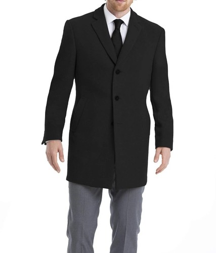 Calvin Klein Men's Prosper X-Fit Overcoat Coat 44L Black Wool. FREE USA ...