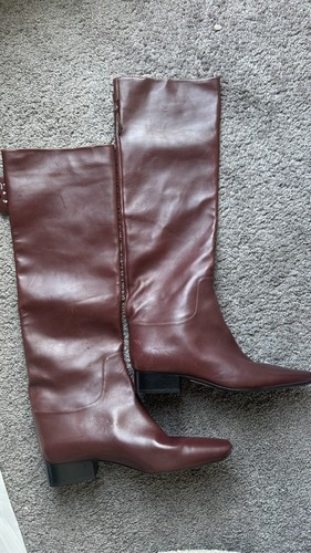 Off-White Tall Knee High Burgundy leather Riding Boot Size 40 New $2250 ...