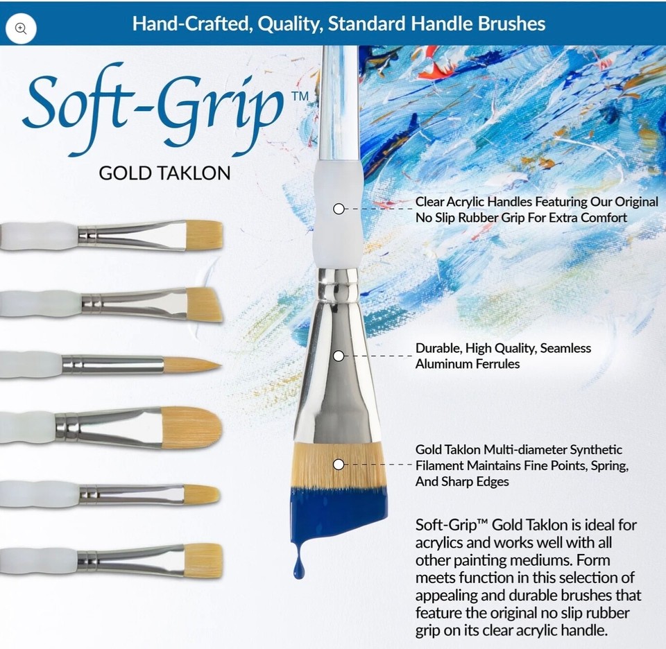 Royal & Langnickel SOFT-GRIP 5pc Gold Taklon Variety Paintbrush Set ...