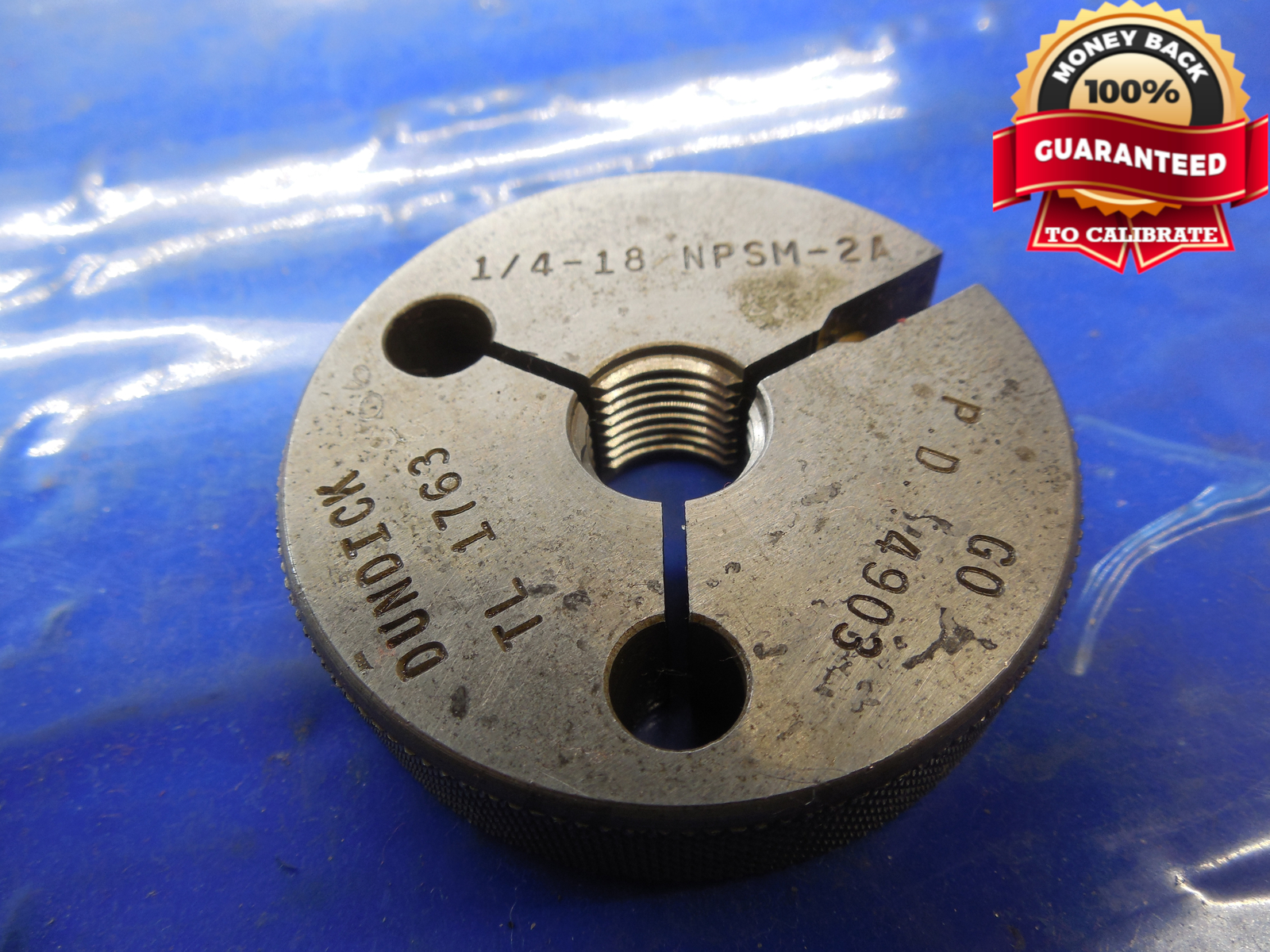 1/4 18 NPSM 2A PIPE THREAD RING GAGE .25 GO ONLY P.D. = .4903 1/4-18 ...