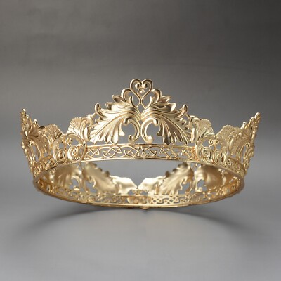 5.4cm Tall Men's Vintage Royal King Drama Wedding Gold Metal Tiara ...