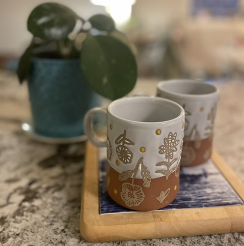 Set Of 2 INDABA Handmade Studio Art Pottery~CoffeeTea Mugs w/Studio ...