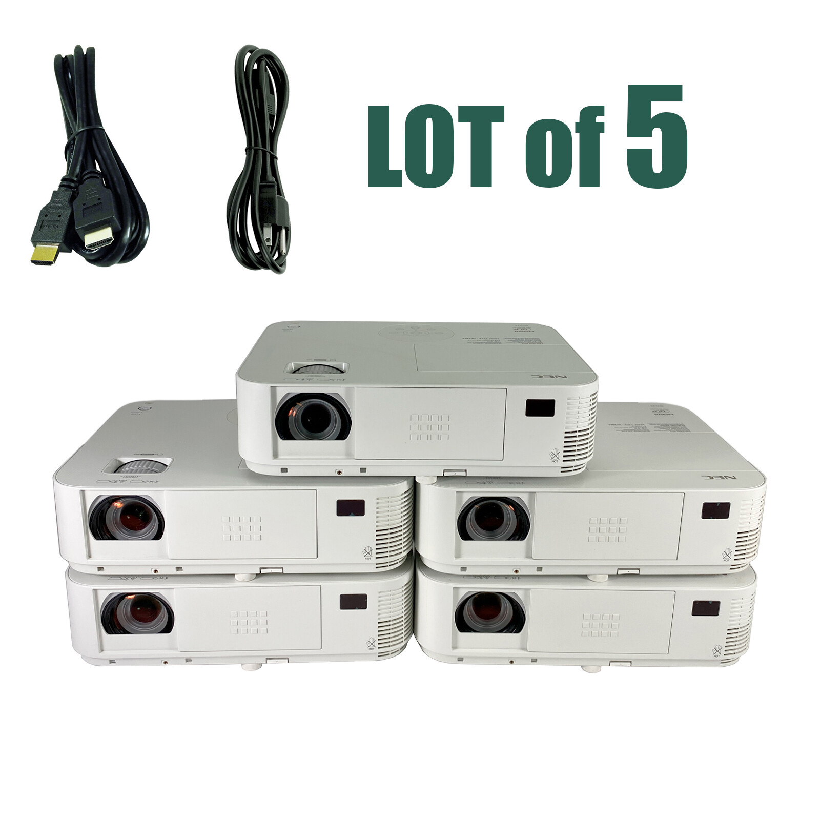 Lot of 5 - NEC NP-M322X Projector 3200 ANSI 2HDMI 1080p w/Power & HDMI ...