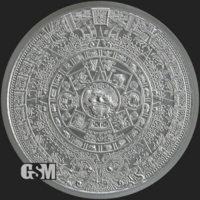 5 X 1 oz. Golden State Mint Silver Round Aztec Calendar .999 Fine - IN ...