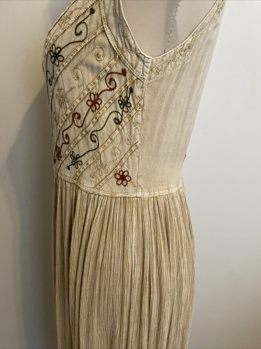 Vintage 80s 90s Rayon Gauze Boho Hippie Embroidered Dress Maxi MPH ...