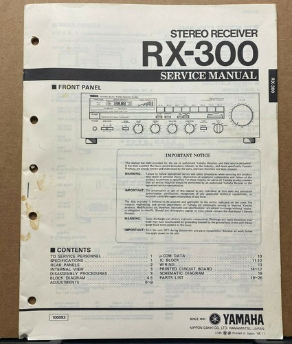 Original Yamaha Service Manual for RX Model Receivers ~ Select One | eBay
