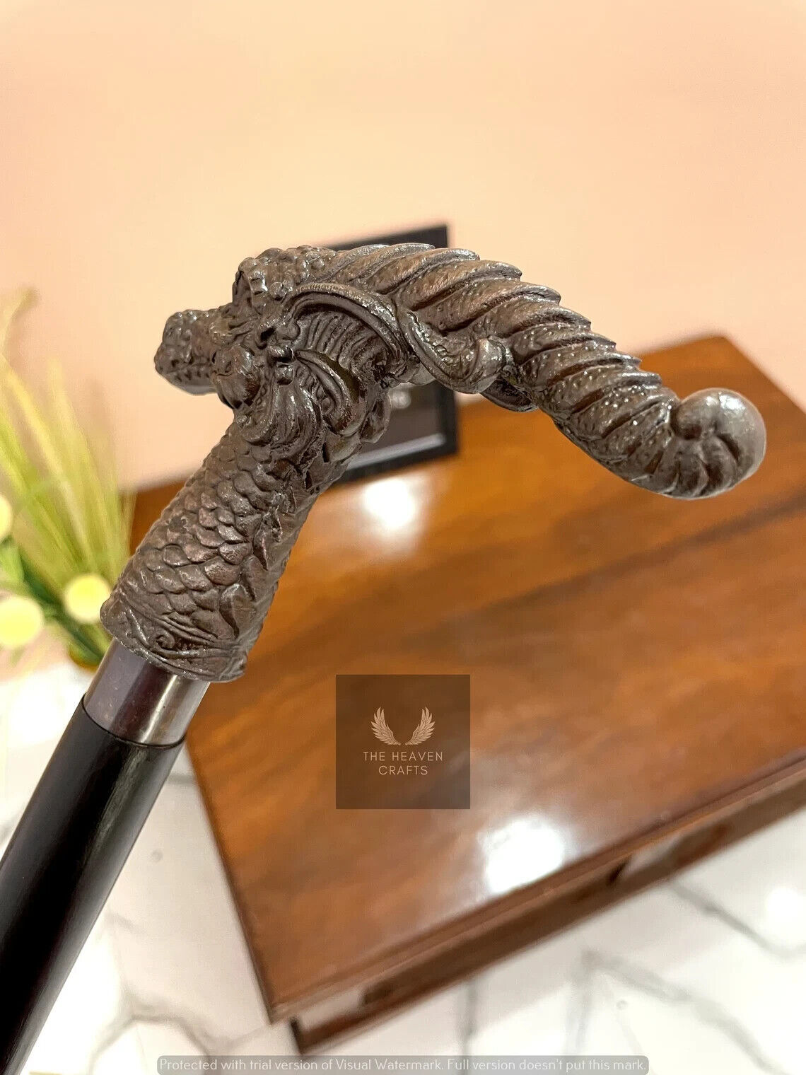dragon head handle designer vintage walking style can… - Gem