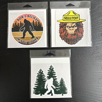 FREE SHIPPING! Lot of 3 New Sasquatch Bigfoot Stickers 4” Made in USA ...