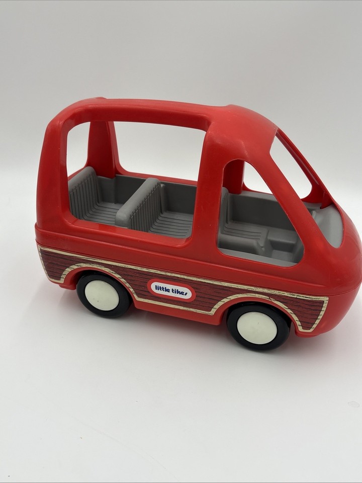 Little Tikes Dollhouse Red VAN Family Doll Car Wood Panel Minivan 1980s ...