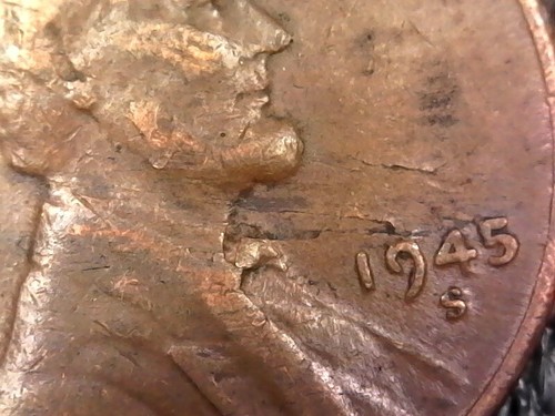 1945-S Lincoln Wheat Cent Coin - Lamination Error Inv#T603 | eBay