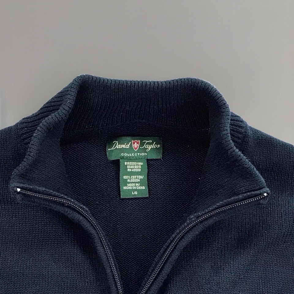 David Taylor Sweater Mens Large Blue Fair Isle 1/4 Zip Mock Neck ...