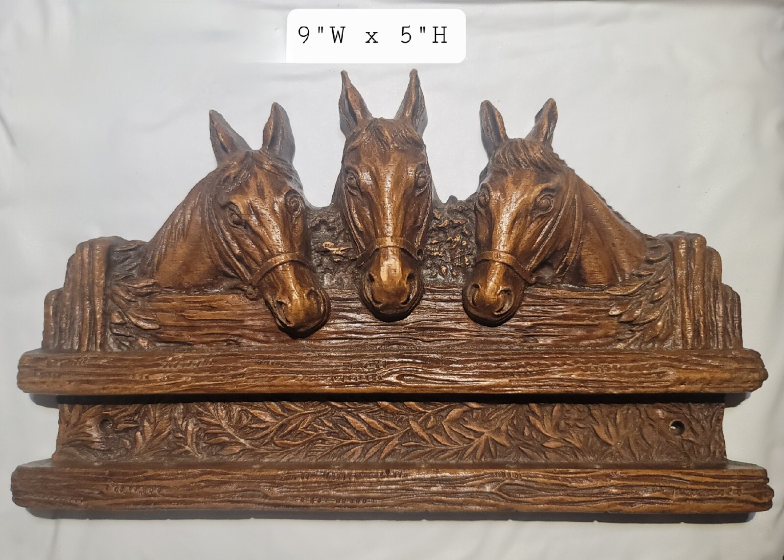 Vintage Trio of Horses Tie Belt Rack Wood Composite Wall Decor (Missing ...