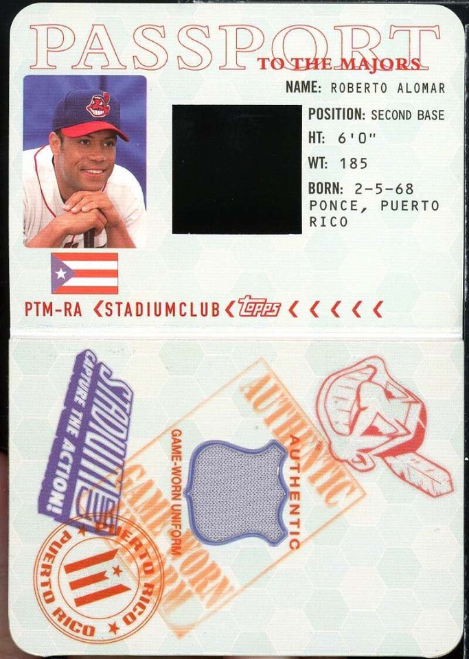 Roberto Alomar Uniform Card 2002 Stadium Club Passport to the Majors # ...