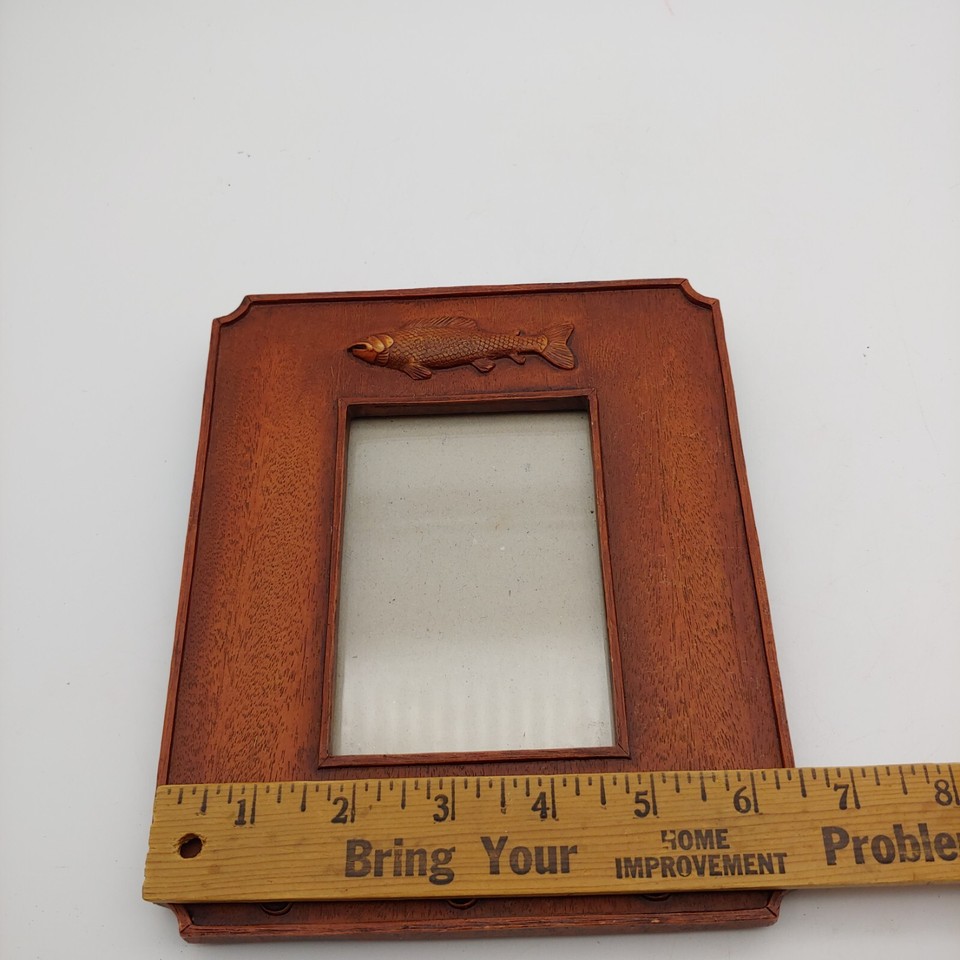 Rustic Lodge Fishing Photo Picture Frame - 3.5x5 Rust Red Brown Fish ...