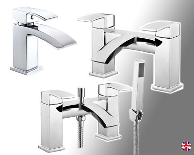Square Modern Bathroom Tap Waterfall Basin Sink Bath Filler Shower ...