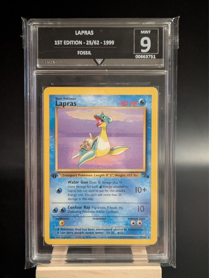 Get Graded 9 | Lapras 1st Edition 25/62 Non-Holo 'Fossil Set' 1999 ...
