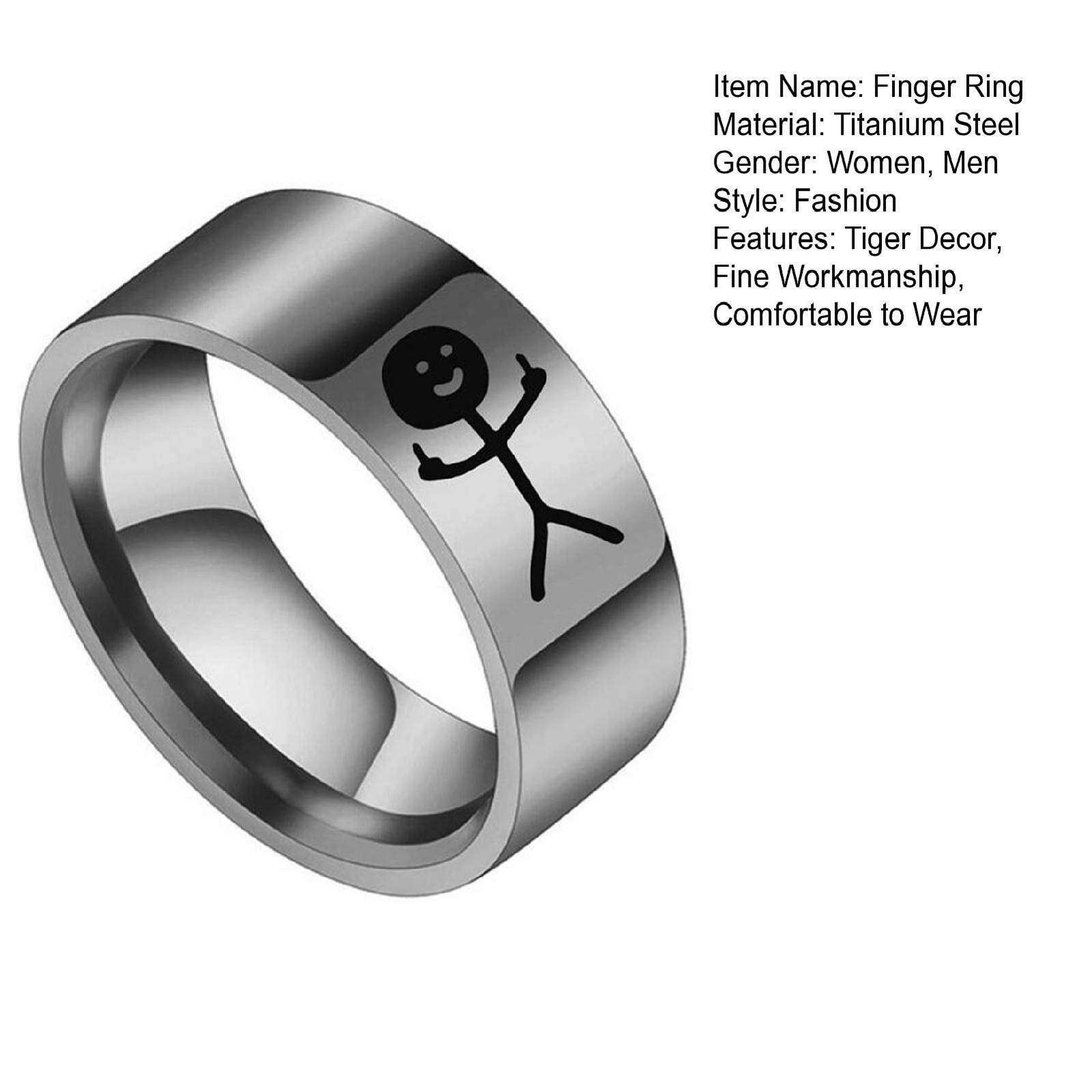 Women Ring Casual Decorative Hand Drawing Stickman Graffiti Women Ring ...