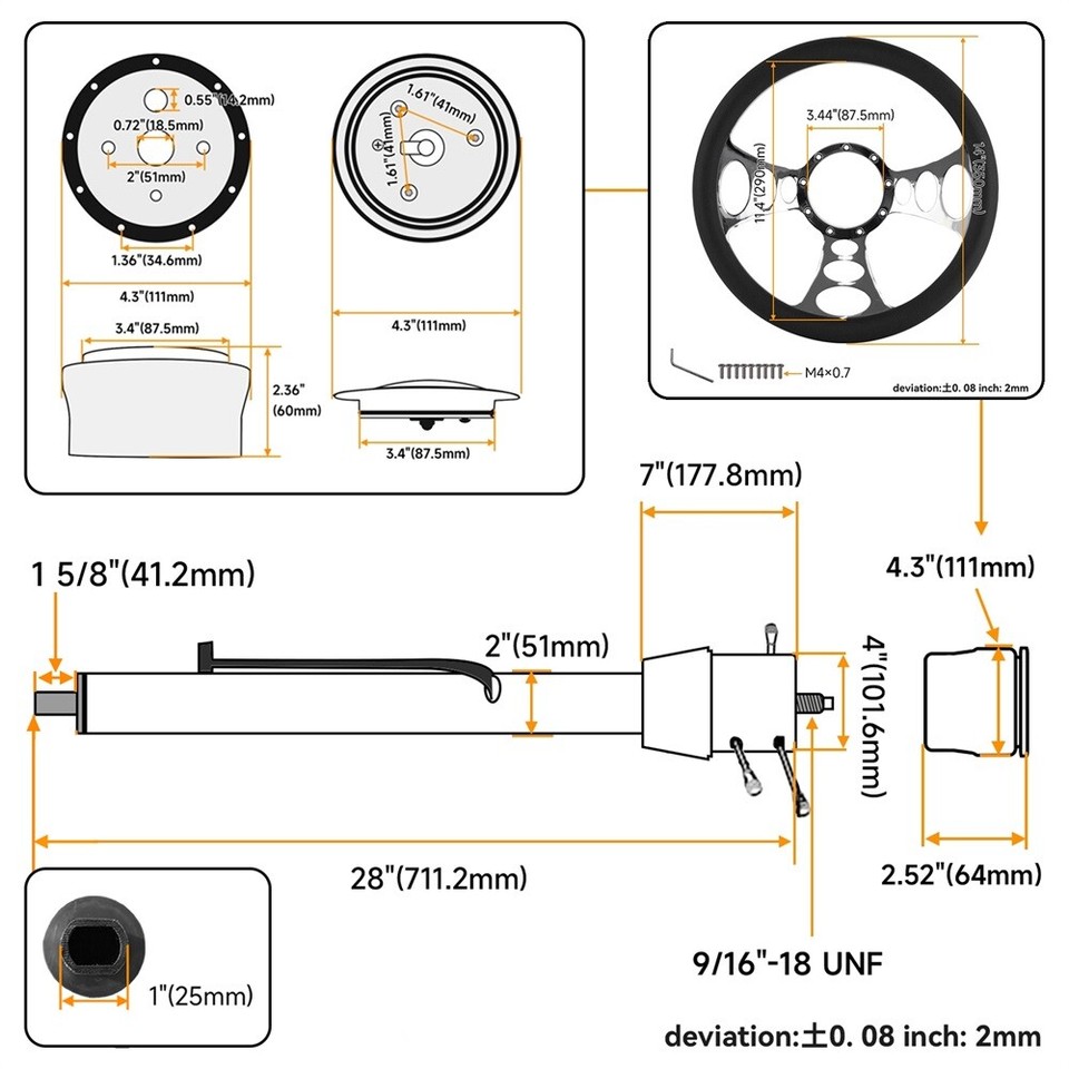Steering wheel & 28" Chrome Tilt Steering Column Manual Trans for 1969 ...