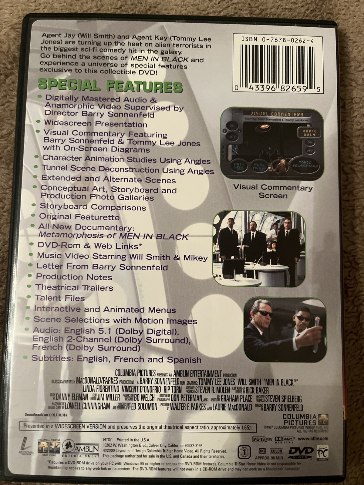 Men In Black (DVD, 2000, Collectors Series) Will Smith, with Insert ...