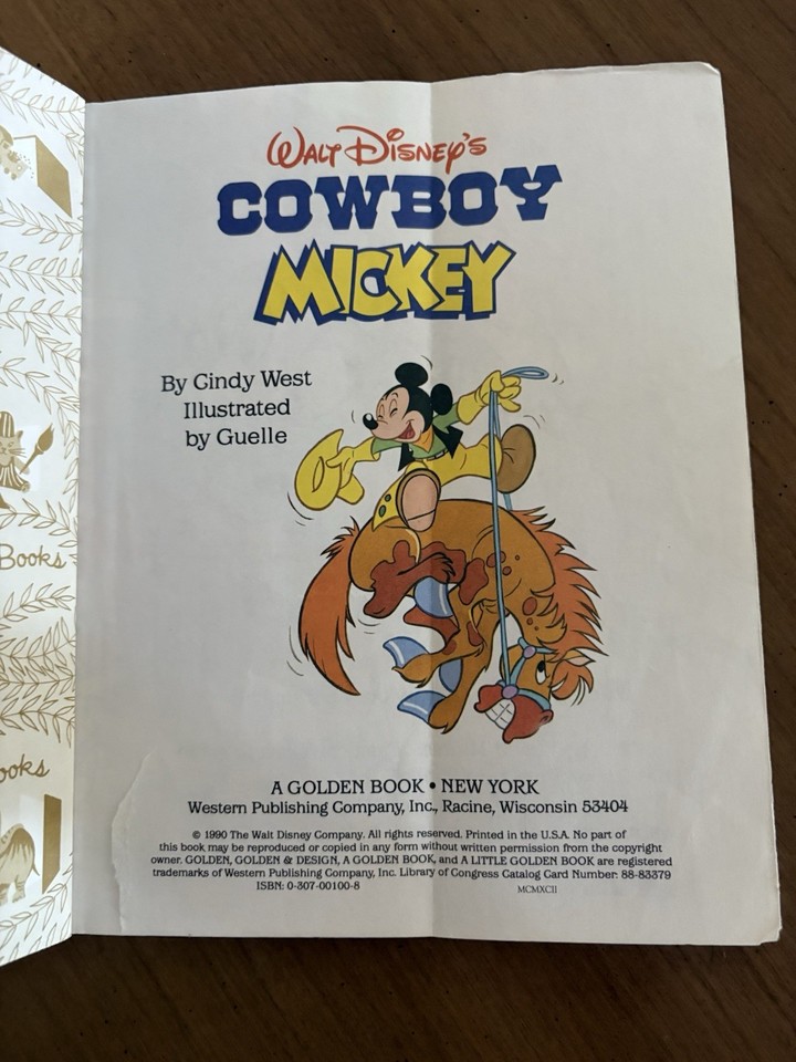 Vintage 1992 Walt Disney’s Cowboy Mickey A Little Golden Book | eBay