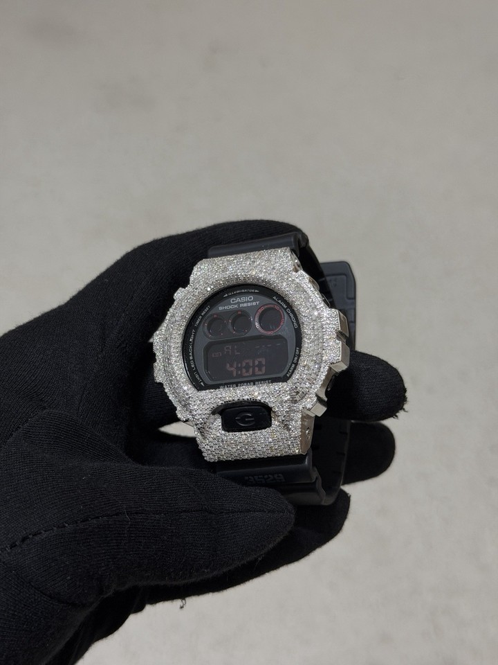 Natural Diamonds Casio G-Shock 6900 All White Iced Out 5CT | eBay UK