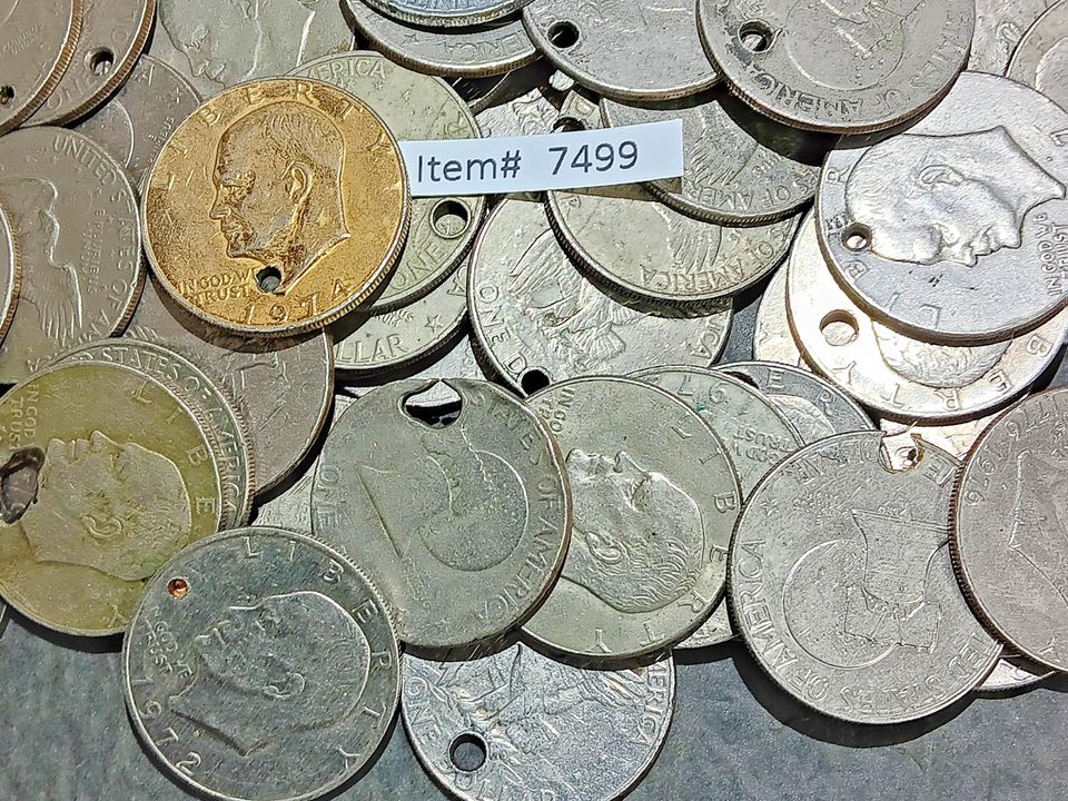 Lot of 50: Drilled, Holed, Bent, Mute USA Eisenhower Ike $1 Coins ...