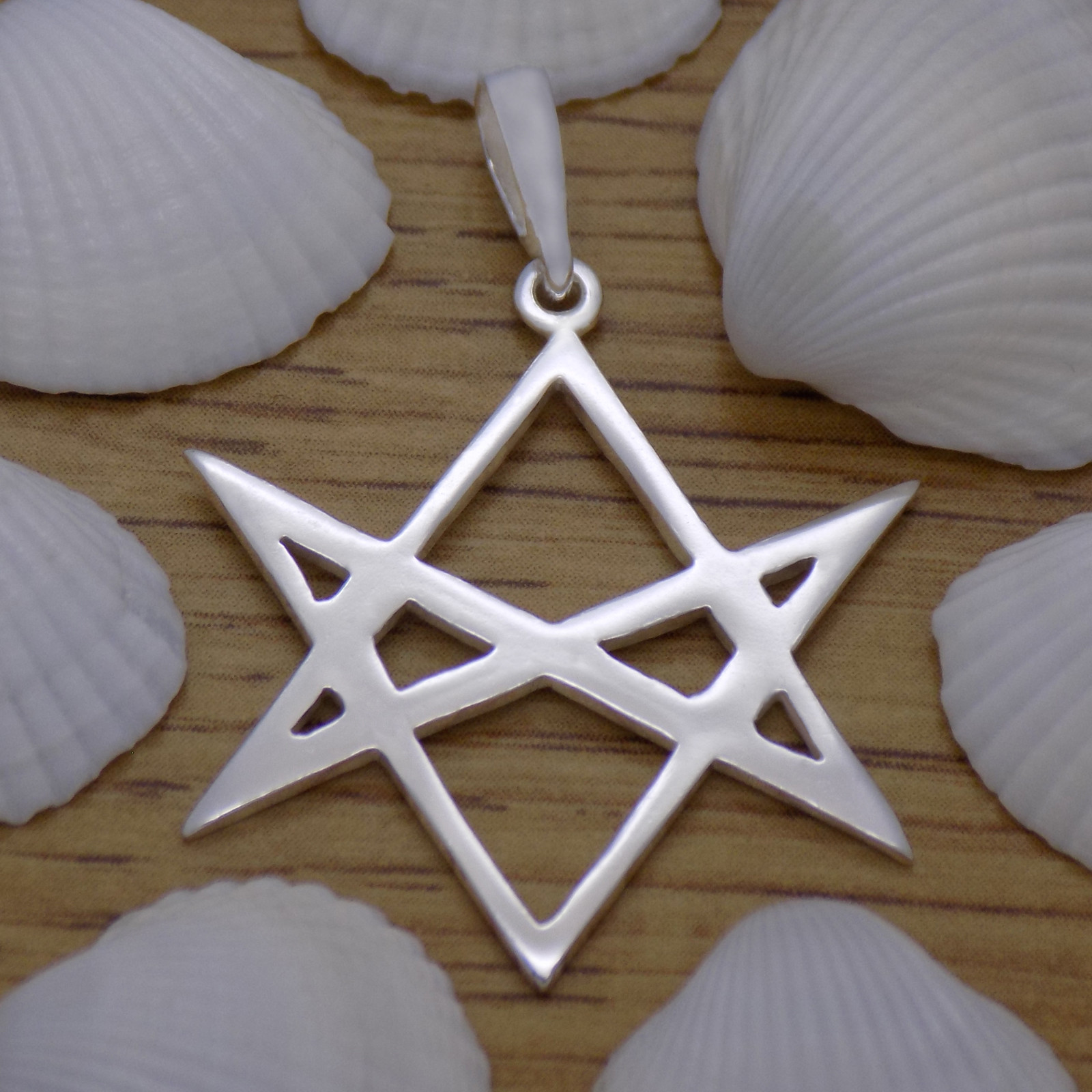 Solid 925 Sterling Silver Unicursal Hexagram Symbol Pendant Necklace ...