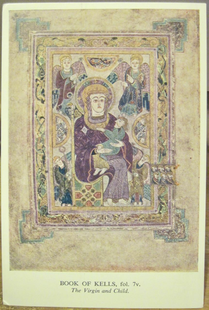 Irish Postcard VIRGIN Mary & CHILD Book of Kells Ireland Dublin Trinity ...